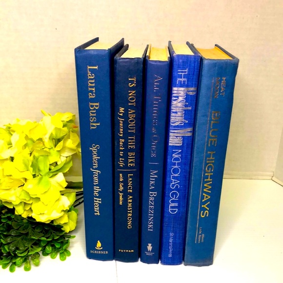 Accents | Shades Of Blue Modern Decor Vintage Stack Of Decorative Books ...